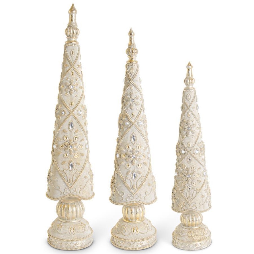 Antique Gold Jeweled Ornate Trees Set of 3 - Luxuria