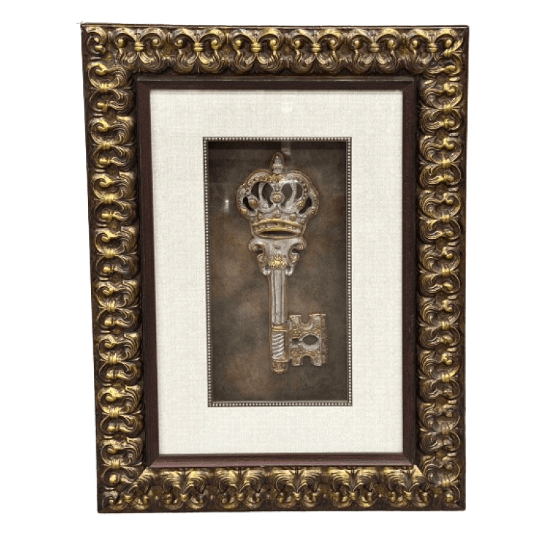 Large Recessed Key with Crown and Crystals - Luxuria