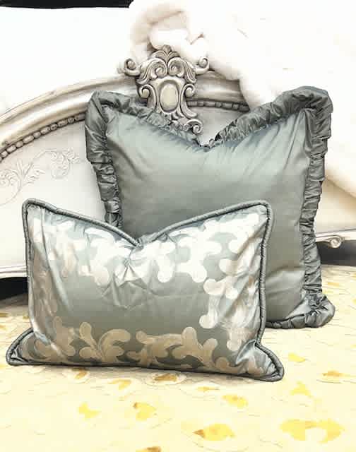 Gun Metal Hand Painted Silk Taffeta Pillow Sham Standard - Luxuria